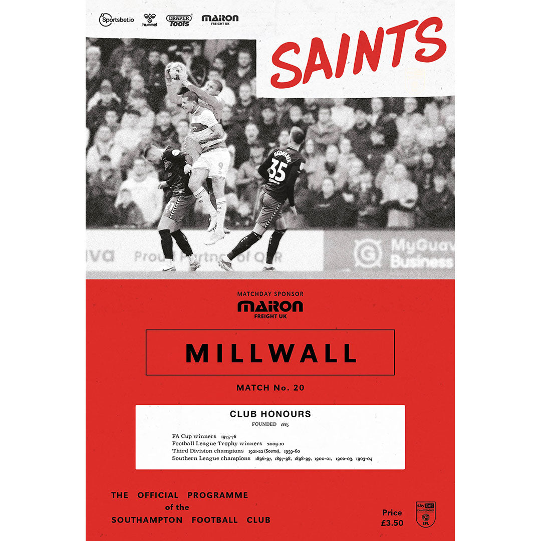 Southampton v Millwall Matchday Football Programmes – Ignition Sports Media