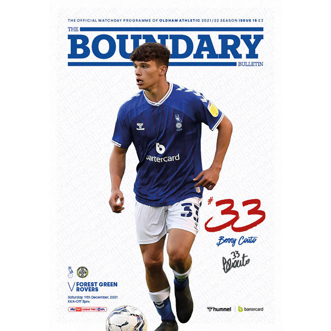 Oldham Athletic vs Forest Green Rovers Matchday Football Programmes ...